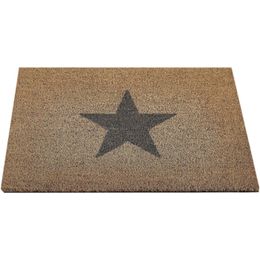 Fußmatte Kokos Star, ANDIAMO, rechteckig, Höhe: 15 mm, Schmutzfangmatte, Motiv Sterne, In- und Outdoor geeignet, grau