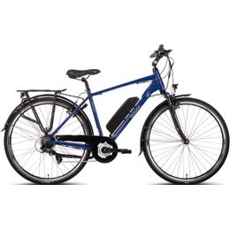 SFM BIKES SAXXX E-Bike TOURING SPORT, 7 Gang Shimano, Kettenschaltung, Heckmotor, 374 Wh Akku, blau