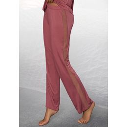 Lascana Pyjamahose braun Gr. 32/34 für Damen. Mit Spitze. Basic