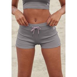 active by Lascana LASCANA ACTIVE Shorts '-Kurze Hose' grau Gr. S (36/38) für Damen. Mit Bindeband, Logodruck. Bequem. Nachhaltig.