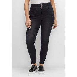 sheego Große Größen: Super Skinny Jeans in Curvy-Schnitt ANNE, black Denim, Gr.46