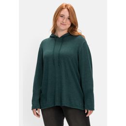 sheego Große Größen: Pullover mit zweifarbiger Kapuze, tiefgrün, Gr.52/54