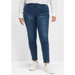 sheego Große Größen: Schmale Jeans mit Gummibund und Teilungsnähten, blue Denim, Gr.58