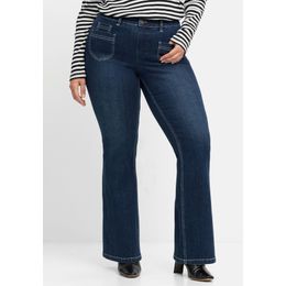 sheego Große Größen: Bootcut-Jeans in High-Heel-Länge, mit Kontrastnähten, dark blue Denim, Gr.44
