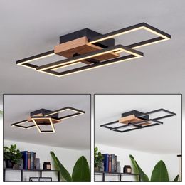 hofstein Avelal Deckenleuche LED Holz hell, Holzoptik, Schwarz, 1-flammig