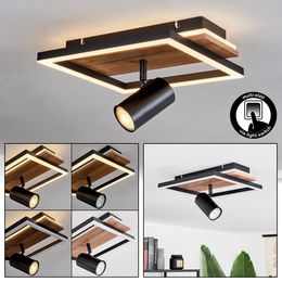 hofstein Sequeira Deckenleuchte LED Holz hell, Holzoptik, Schwarz, 2-flammig
