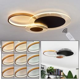 hofstein Ipinco Deckenleuche LED Gold, Schwarz, Transparent, Klar, 1-flammig, Fernbedienung