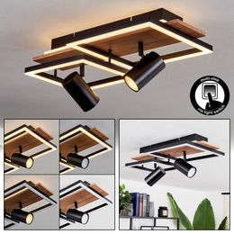 hofstein Sequeira Deckenleuchte LED Holz hell, Holzoptik, Schwarz, 3-flammig