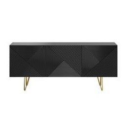 Miliboo Sideboard schwarz und goldfarben 3-türig L160 cm OZEN