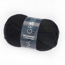 Sockenwolle Meilenweit 100 4-f&auml;dig von Lana Grossa, Schwarz, aus Schurwolle