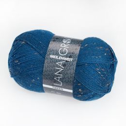 Sockenwolle Meilenweit 100 Tweed von Lana Grossa, Blau, aus Schurwolle