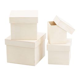 buttinette Boxen aus Holz, quadratisch, 4 Stück