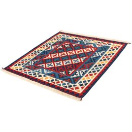 Wollteppich Kelim - Oriental quadratisch - 105 x 104 cm - mehrfarbig, morgenland, quadratisch, Höhe: 6 mm, Wohnzimmer, Einzelstück, bunt
