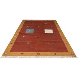 Wollteppich Kelim - Trendy - 240 x 170 cm - dunkelrot, morgenland, rechteckig, Höhe: 4 mm, Wohnzimmer, Einzelstück, rot