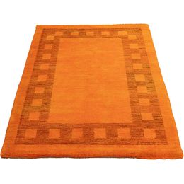 Wollteppich Gabbeh - Indus - 123 x 79 cm - orange, morgenland, rechteckig, Höhe: 18 mm, Wohnzimmer, Handgeknüpft, Einzelstück mit Zertifikat, orange
