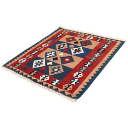 Wollteppich Kelim - Oriental quadratisch - 100 x 97 cm - mehrfarbig, morgenland, quadratisch, Höhe: 6 mm, Wohnzimmer, Einzelstück, bunt