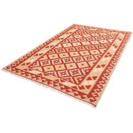 Wollteppich Kelim - Oriental - 212 x 145 cm - dunkelrot, morgenland, rechteckig, Höhe: 6 mm, Wohnzimmer, Einzelstück, rot