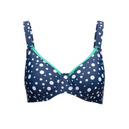 Bügel-Bikini-Top feel good Gr. 46, Cup F, blau (dunkelblau, getupft) Damen Bikini-Oberteile Ocean Blue