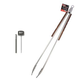BlueCraft Grillbesteck-Set, 56 cm BBQ XXL Grillzange + Weber Digital Thermometer Basic 8304, 6492