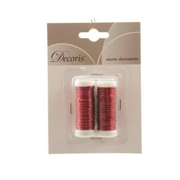 Decoris season decorations Draht, Basteldraht 0,3mm Eisen lackiert 30m 2er Set Rot