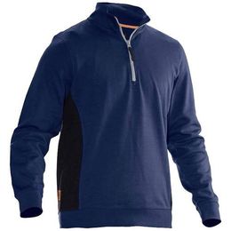 Jobman J5401-blau/schwarz-L Sweatshirt mit Kragen 1/2 zip Kleider-Größe: L Dunkelblau, Schwarz