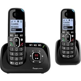 Amplicomms BigTel 1582 DECT-Mobilteil Freisprechen, für Hörgeräte kompatibel, Wahlwiederholung, Anrufbeantworter LED-Display Schwarz