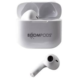 BOOMPODS Bassline Compact In Ear Kopfhörer Bluetooth® Weiß Headset, Klang-Personalisierung, Lautstärkeregelung, Schweißresistent, Touch-Steuerung