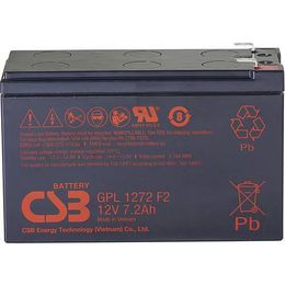 CSB BATTERY GPL 1272 GPL1272-F2FR Bleiakku 12 V 7.2 Ah Blei-Vlies (AGM) (B x H x T) 151 x 98 x 65 mm Flachstecker 6.35 mm Wartungsfrei, Geringe Selbstentladung