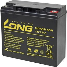 LONG WP22-12N WP22-12N Bleiakku 12 V 22 Ah Blei-Vlies (AGM) (B x H x T) 181 x 167 x 76 mm M6-Schraubanschluss Geringe Selbstentladung, Wartungsfrei