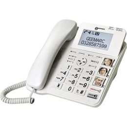 geemarc CL595 Schnurgebundenes Seniorentelefon Anrufbeantworter, Freisprechen, Optische Anrufsignalisierung, für Hörgeräte kompatibel, inkl. Notrufsender, mit