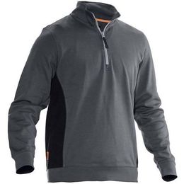Jobman J5401-grau/schwarz-S Sweatshirt mit Kragen 1/2 zip Kleider-Größe: S Dunkelgrau, Schwarz