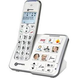 geemarc AMPLIDECT 295 PHOTO Schnurloses Seniorentelefon Anrufbeantworter, Foto-Tasten Beleuchtetes Display Weiß