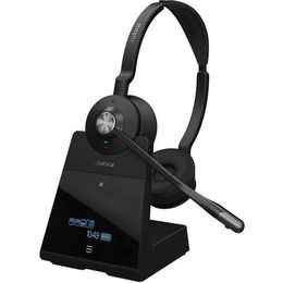 Jabra Engage 75 Stereo Telefon On Ear Headset Bluetooth®, DECT Stereo Schwarz Noise Cancelling Mikrofon-Stummschaltung