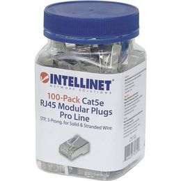 Intellinet Intellinet 100er-Pack Cat5e RJ45-Modularstecker Pro Line STP 3-Punkt-Aderkontaktierung für Litzen- und Massivdraht 100 Stecker im Becher 50 µ