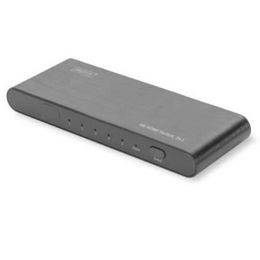 Digitus DS-45317 5 Port HDMI-Switch Metallgehäuse, Ultra HD-fähig, mit Aluminiumgehäuse, LED-Anzeige, mit Fernbedienung 4096 x 2160 Pixel