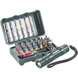 Metabo 626721000 Bit-Set 29teilig Kreuzschlitz Pozidriv, Kreuzschlitz Phillips, Schlitz, Innen-Sechskant, Innen-Sechsrund (TX) inkl. LED Mini-Taschenlampe