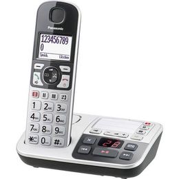 Panasonic KX-TGE520GS Schnurloses Seniorentelefon Anrufbeantworter Beleuchtetes Display Silber-Schwarz