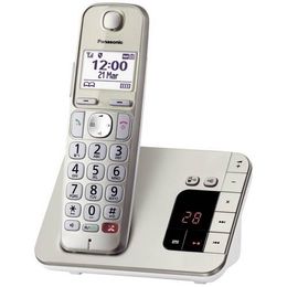 Panasonic KX-TGE260GN DECT/GAP Schnurloses Telefon analog Anrufbeantworter, Babyphone, Freisprechen, für Hörgeräte kompatibel, mit Basis Champagner, Gold