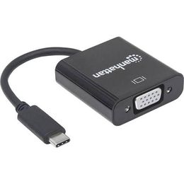 Manhattan 151771 USB / VGA Adapter [1x USB 3.2 Gen 2 Stecker C (USB 3.1) - 1x VGA-Buchse] Schwarz Farbcodiert, Flexibel, Folienschirm, UL-zertifiziert,