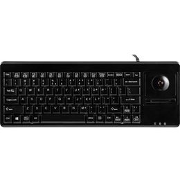 Perixx PERIBOARD-514 H PLUS USB Tastatur US-Englisch, QWERTY Schwarz Integrierter Trackball, Maustasten, USB-Anschluss