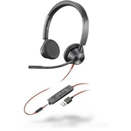 Plantronics Blackwire 3325-M Telefon On Ear Headset kabelgebunden Stereo Schwarz Noise Cancelling Lautstärkeregelung, Mikrofon-Stummschaltung