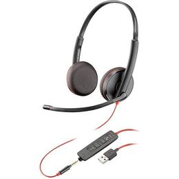 Plantronics Blackwire C3225 binaural Telefon On Ear Headset kabelgebunden Stereo Schwarz Mikrofon-Rauschunterdrückung, Noise Cancelling Lautstärkeregelung,
