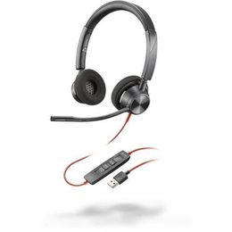 Plantronics Blackwire 3320-M Telefon On Ear Headset kabelgebunden Stereo Schwarz Noise Cancelling Lautstärkeregelung, Mikrofon-Stummschaltung