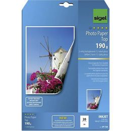 Sigel Photo Paper Top IP720 Fotopapier DIN A4 190 g/m² 20 Blatt Hochglänzend, Beide Seiten bedruckbar