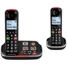 Swissvoice Xtra 2355 Duo Schnurloses Seniorentelefon Anrufbeantworter, Foto-Tasten, Freisprechen, für Hörgeräte kompatibel, Wahlwiederholung Beleuchtetes