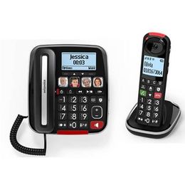 Swissvoice Xtra 3355 Combo Schnurgebundenes Seniorentelefon Anrufbeantworter, Foto-Tasten, Freisprechen, für Hörgeräte kompatibel, inkl. Mobilteil,