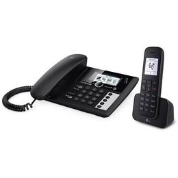 Telekom PA 207 plus 1 DECT Schnurloses Telefon analog Anrufbeantworter, inkl. Mobilteil Schwarz