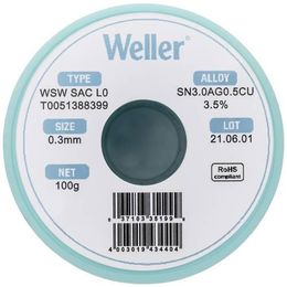 Weller T0051388399 Lötzinn, bleifrei Spule, bleifrei Sn3,0Ag0,5Cu 100 g 0.30 mm