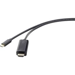 Renkforce USB-C® / HDMI Adapterkabel USB-C® Stecker, HDMI-A Stecker 3.00 m Schwarz UHD 4K @ 60 Hz RF-4531594 USB-C®-Displaykabel