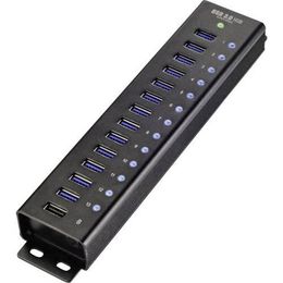 Renkforce RF-3897144 13 Port USB 3.2 Gen 1-Hub (USB 3.0) mit Aluminiumgehäuse, zur Wandmontage, mit Schnellladeport